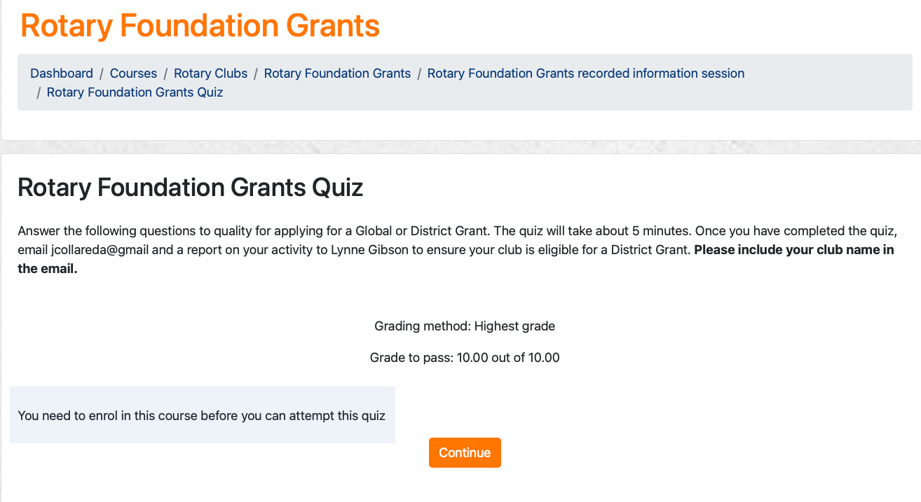 Instructions for enrolling in the course and completing the quiz: Enrolling in the course ...